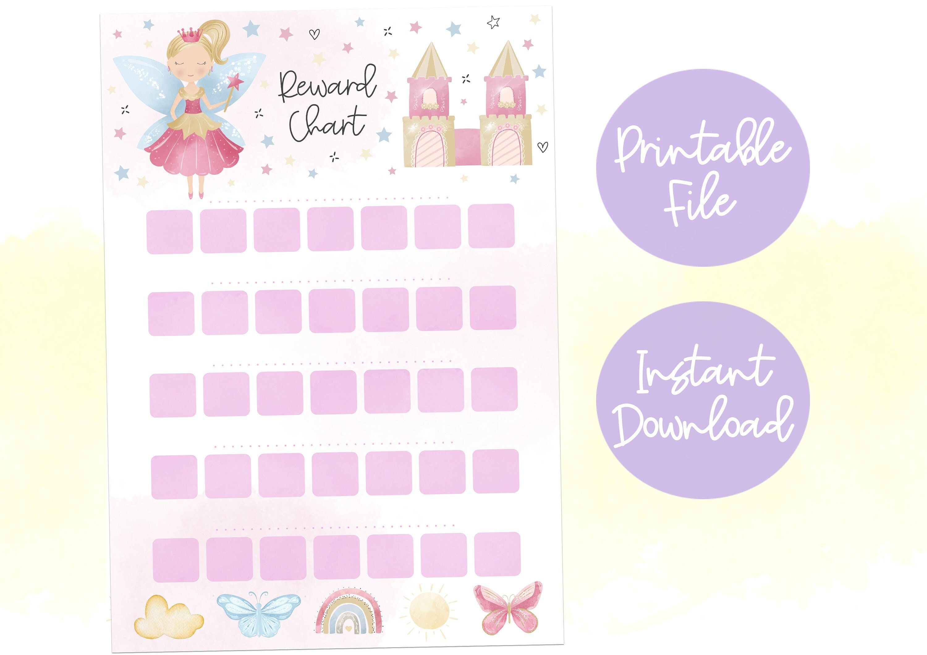 Girls Reward Chart - Digital Download - Printable Fairy Reward Chart ...