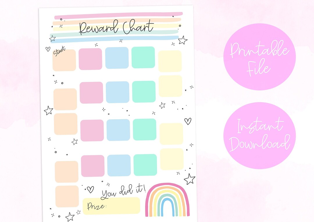 Rainbow Reward Chart Digital Download Printable Reward Chart Chore ...