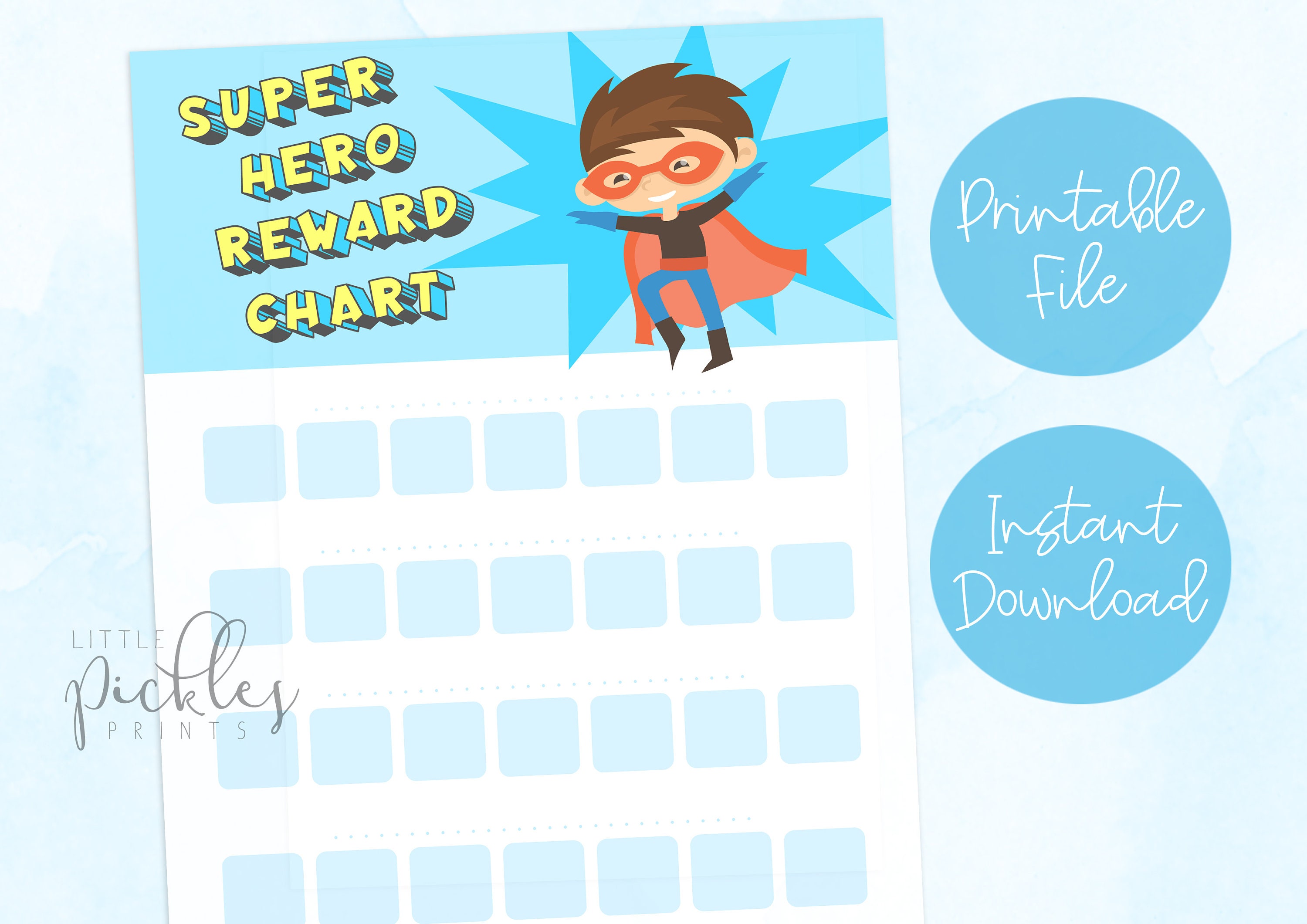 Super Hero Reward Chart Digital Download Printable Reward Chart Super ...