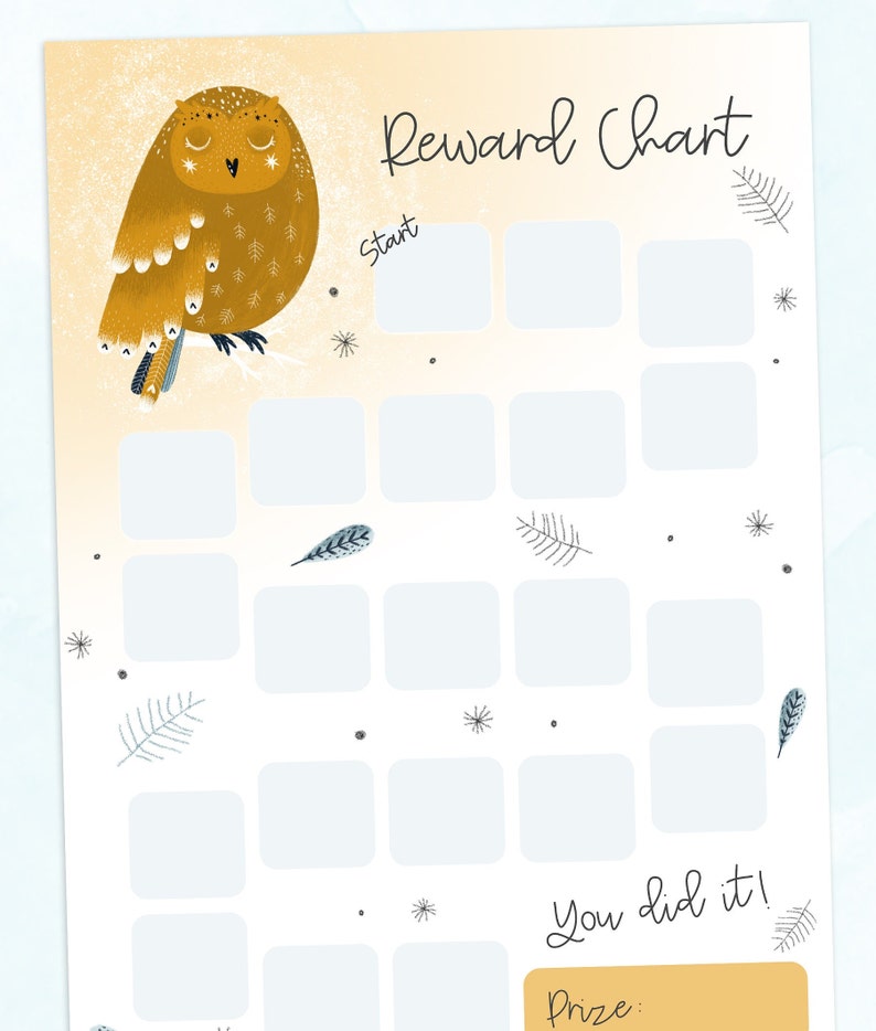 Magical Owl Reward Chart Digital Download Printable Reward Chart Owl ...