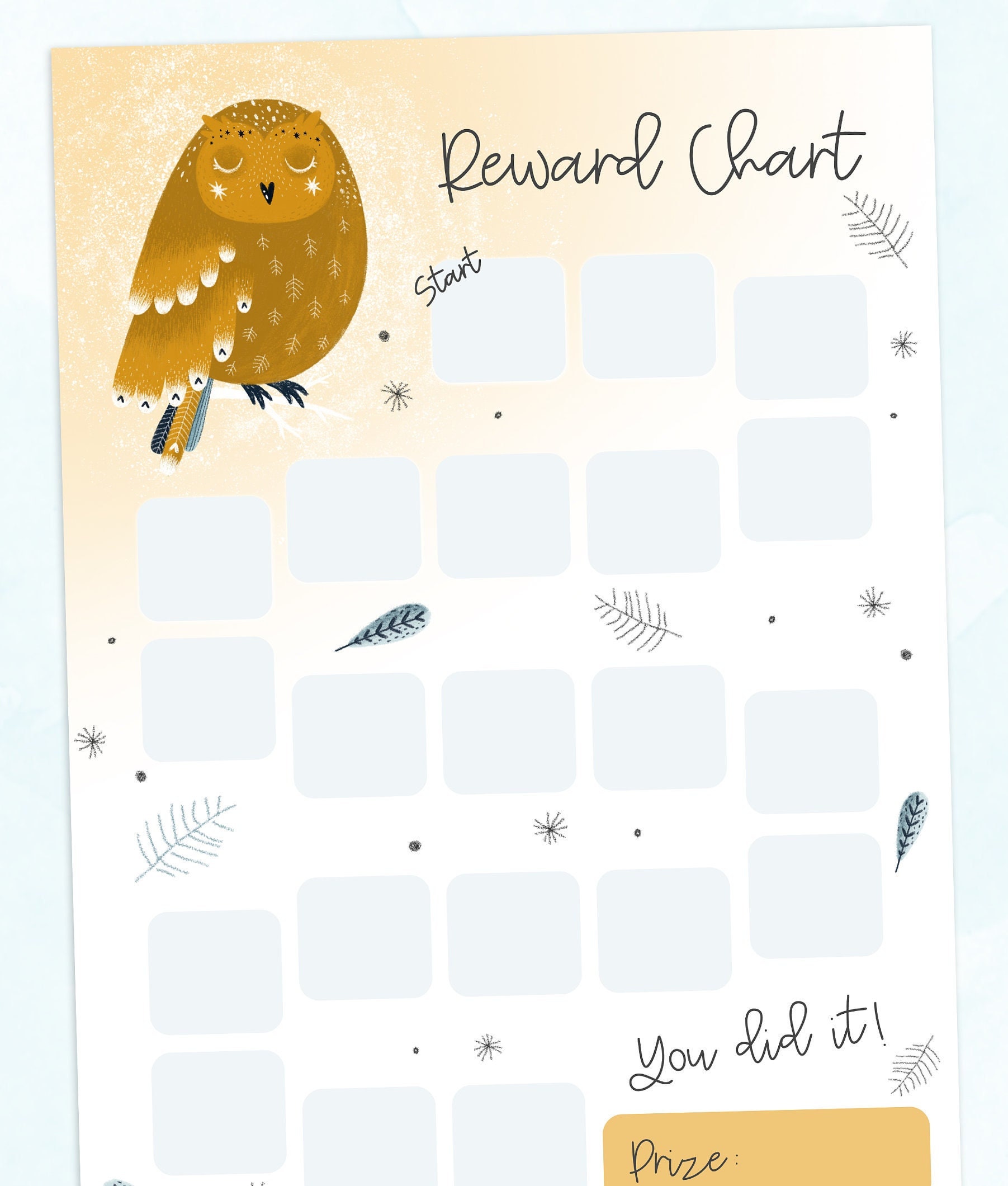 Magical Owl Reward Chart Digital Download Printable Reward Chart Owl ...