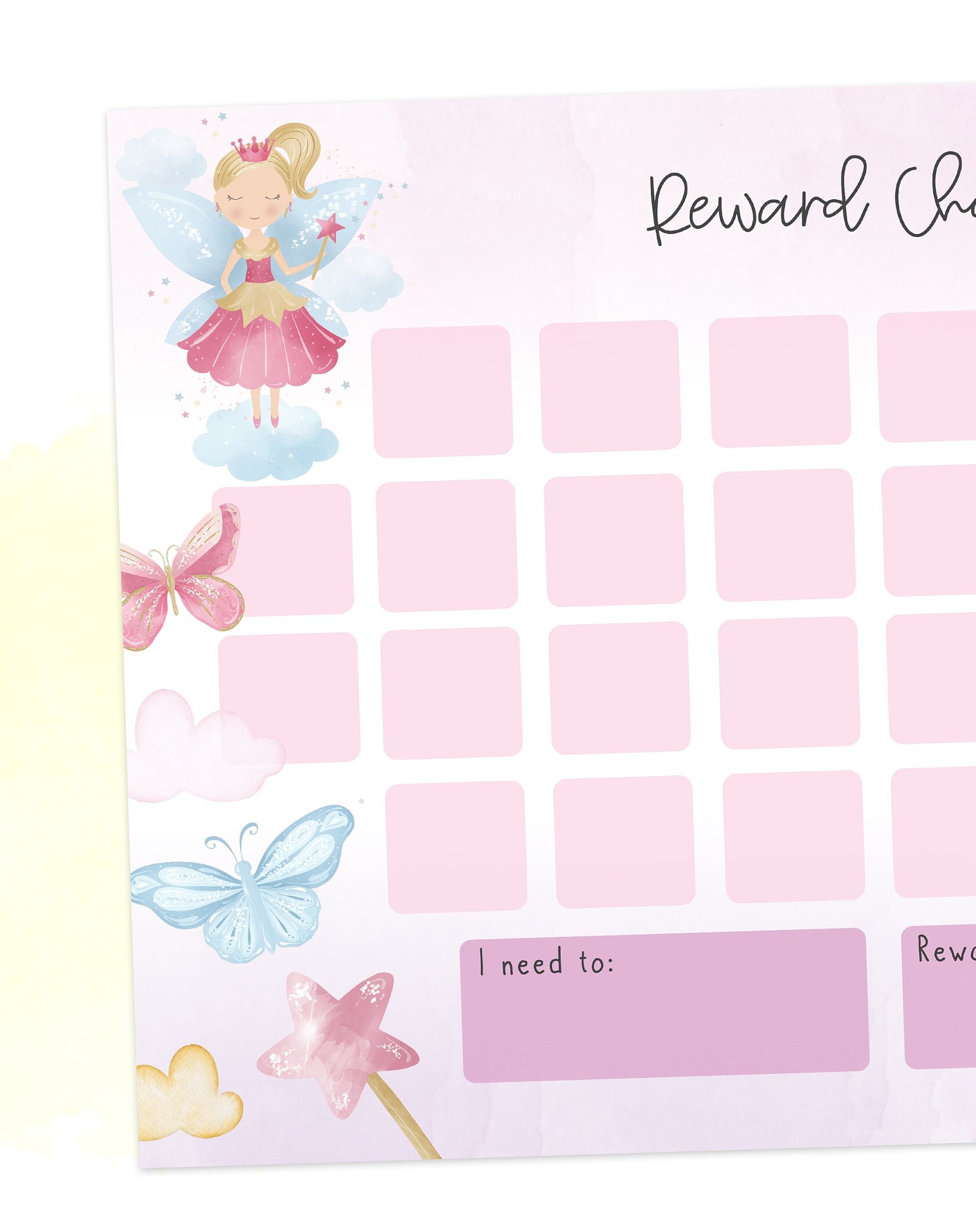Fairy Reward Chart - Digital Download - Printable Reward Chart - Chore ...