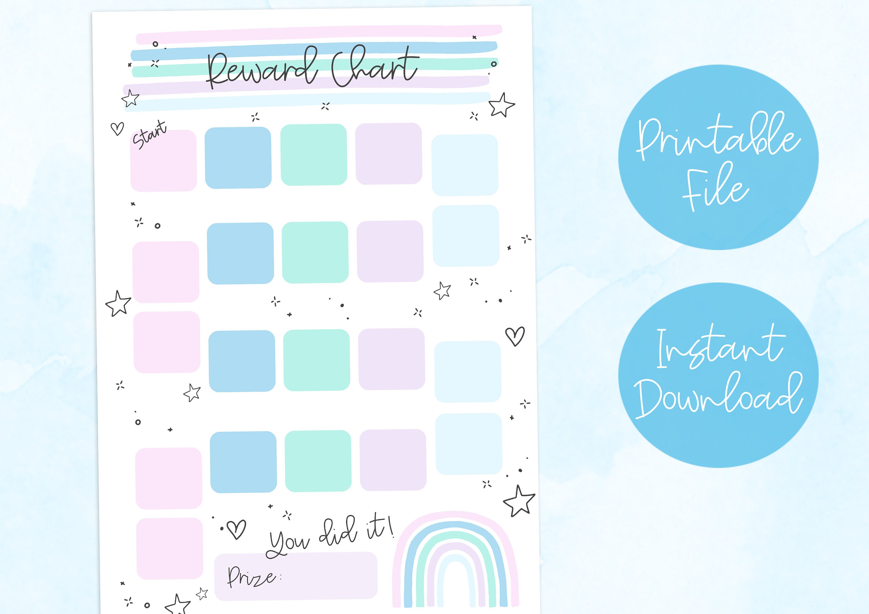 Childrens Reward Chart - Digital Download - Printable Girls Reward ...