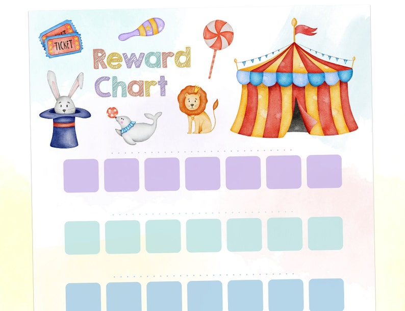 Circus Reward Chart - Digital Download - Printable Reward Chart ...