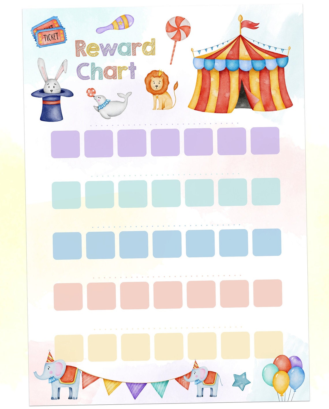 Circus Reward Chart - Digital Download - Printable Reward Chart ...