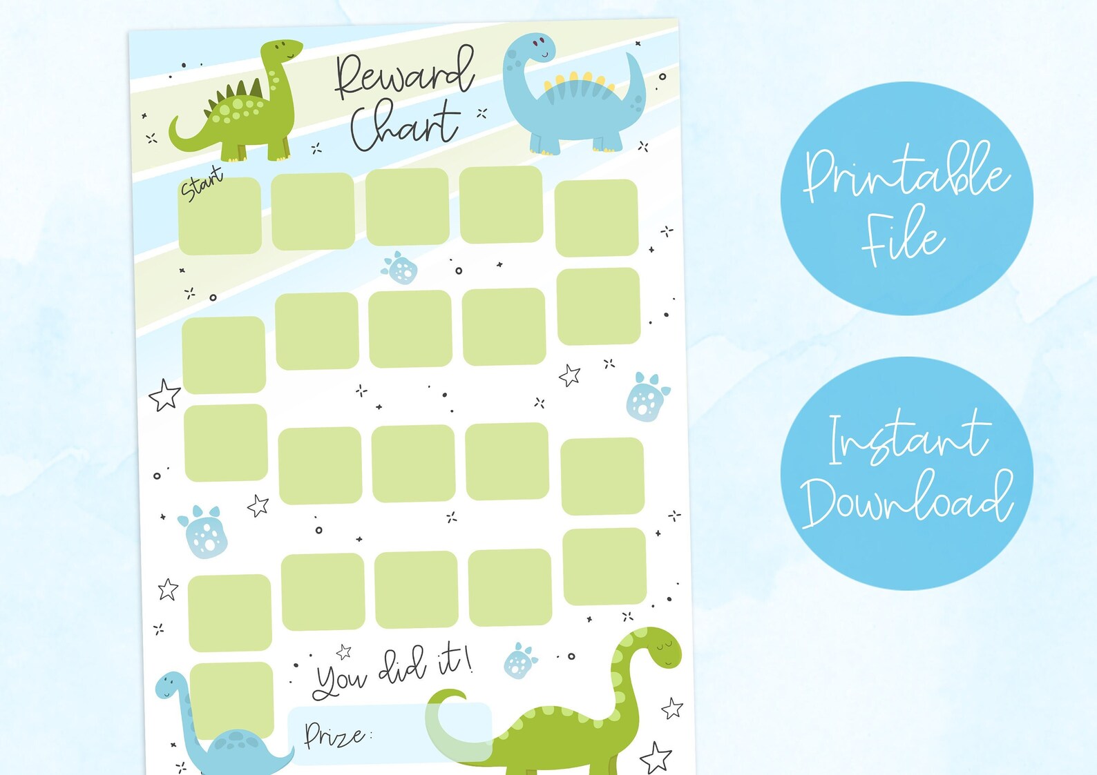 Dinosaur Reward Chart - Digital Download - Printable Reward Chart ...