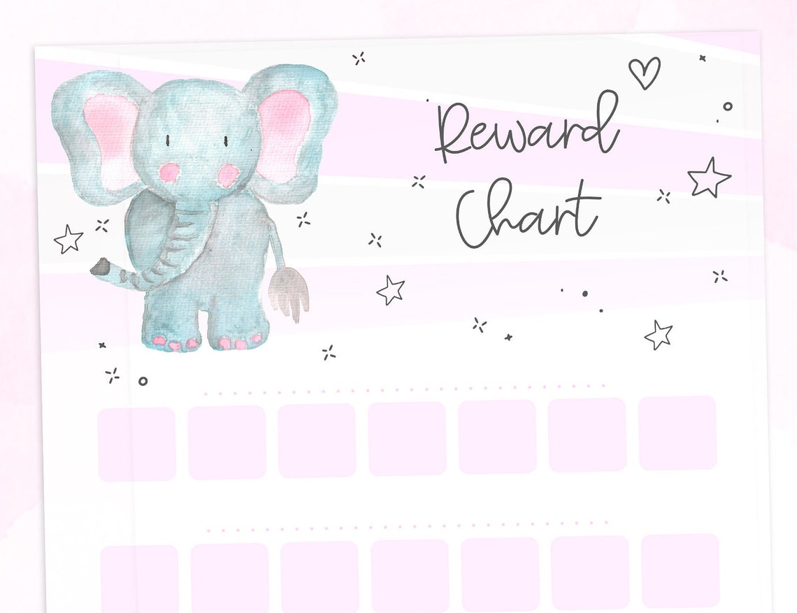 Elephant Reward Chart Digital Download Girls Reward Chart Child's ...