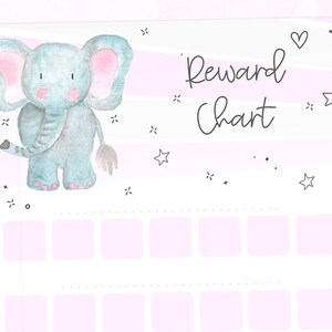 Elephant Reward Chart Digital Download Girls Reward Chart Child's ...