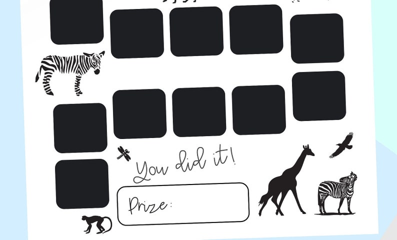 Monochrome Animal Reward Chart - Digital Download - Printable Reward ...
