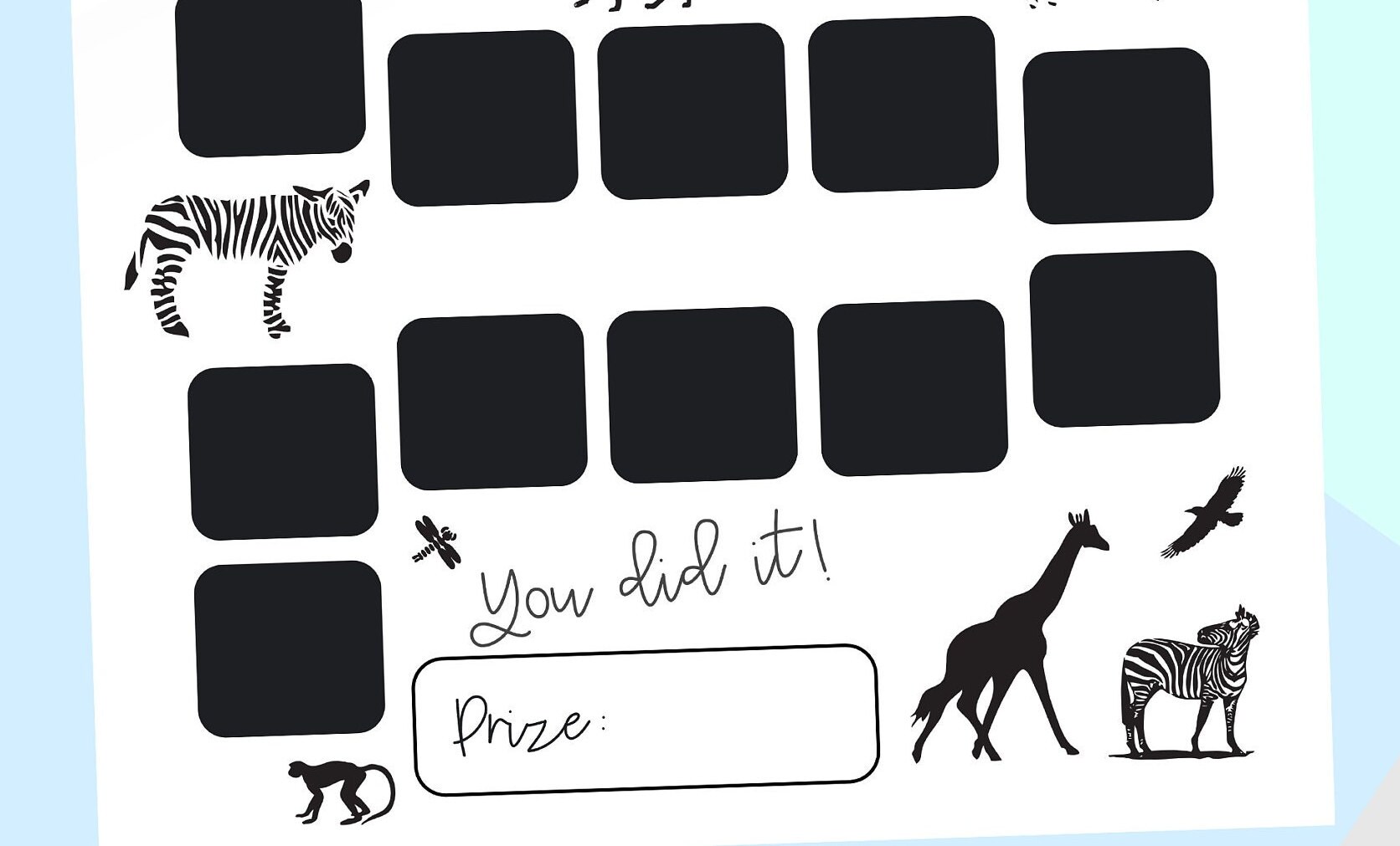 Monochrome Animal Reward Chart Digital Download Printable Reward Chart ...
