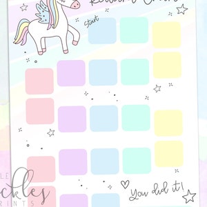 Unicorn Reward Chart Digital Download Unicorn Learning Resource ...