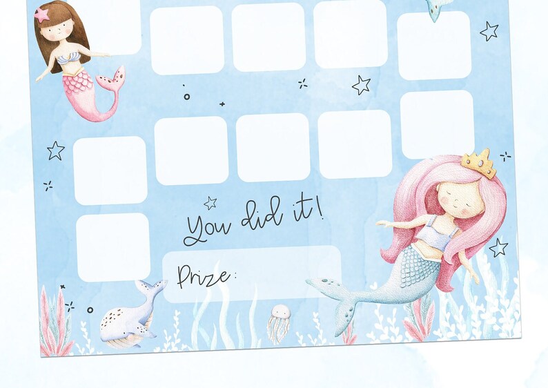 Girls Reward Chart - Digital Download - Printable Mermaid Reward Chart ...