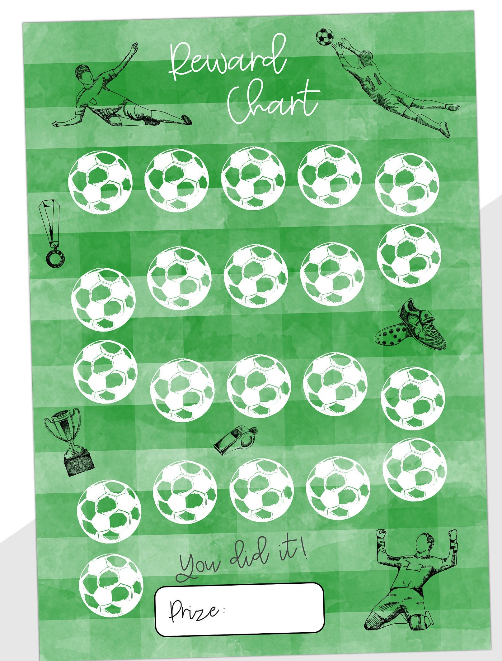 Football Reward Chart Digital Download Printable Boys Reward Chart ...