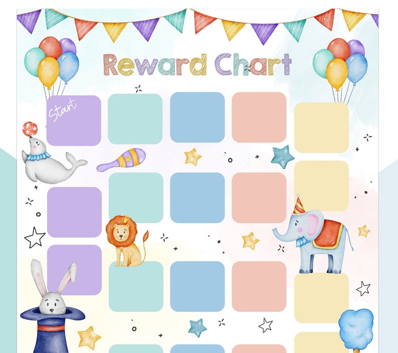 Circus Reward Chart Digital Download Printable Reward Chart Printable ...