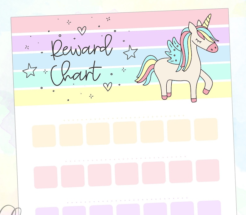 Unicorn Reward Chart Girls Reward Chart Digital Download Unicorn ...