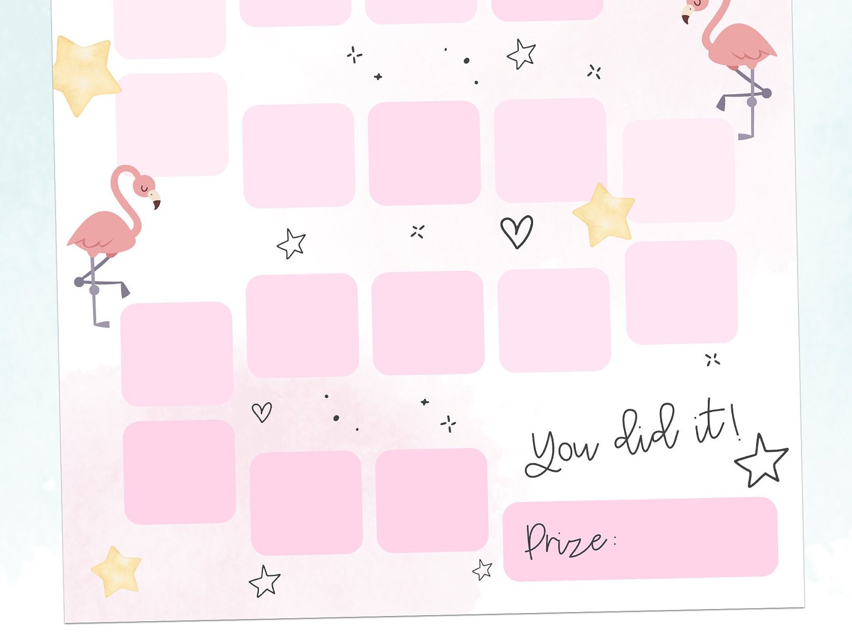 Girls Reward Chart Digital Download Printable Flamingo Reward Chart ...