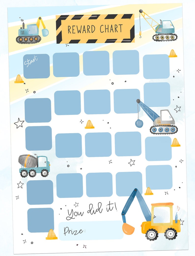 Digger Reward Chart Digital Download Printable Reward Chart ...