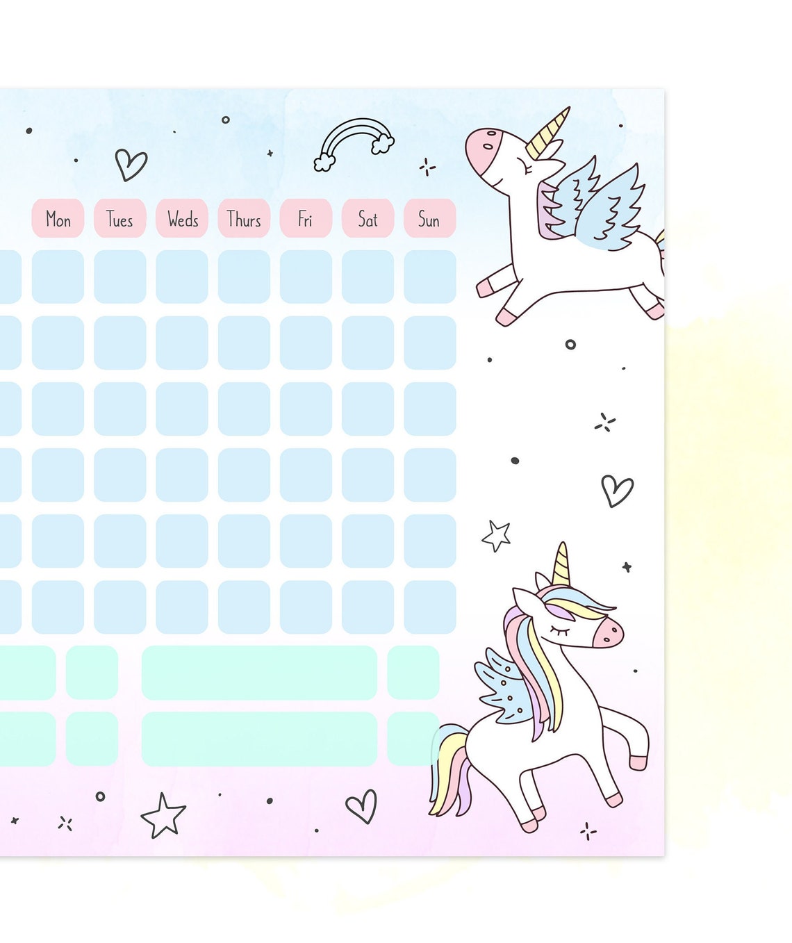 Unicorn Weekly Chore Chart Digital Download Printable Reward Chart ...