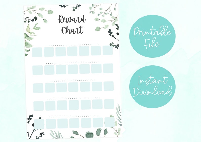 Foliage Reward Chart - Digital Download - Printable Reward Chart ...