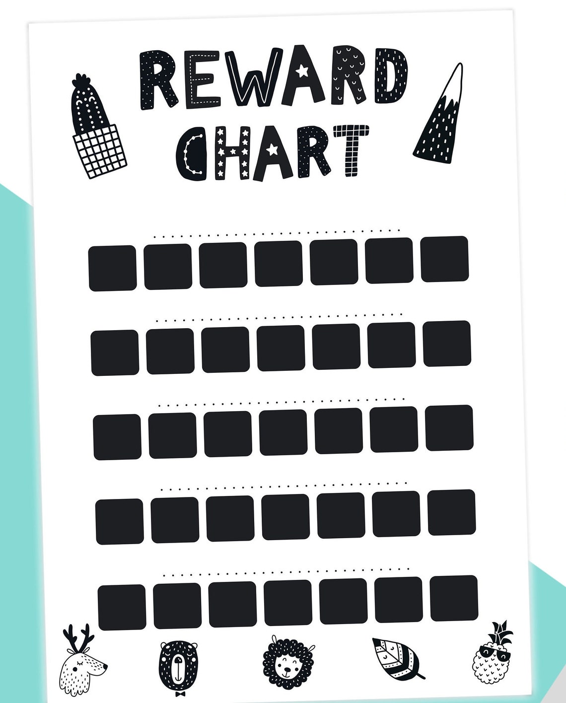 Monochrome Reward Chart Digital Download Printable Reward Chart ...
