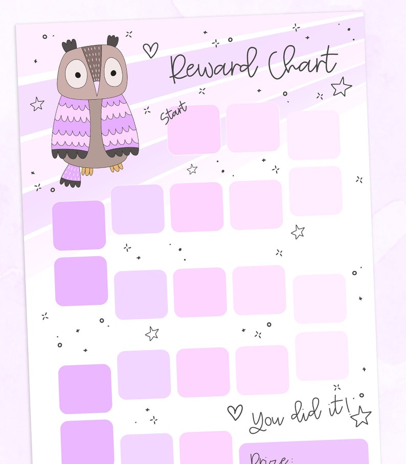 Owl Reward Chart - Digital Download - Printable Reward Chart - Owl ...