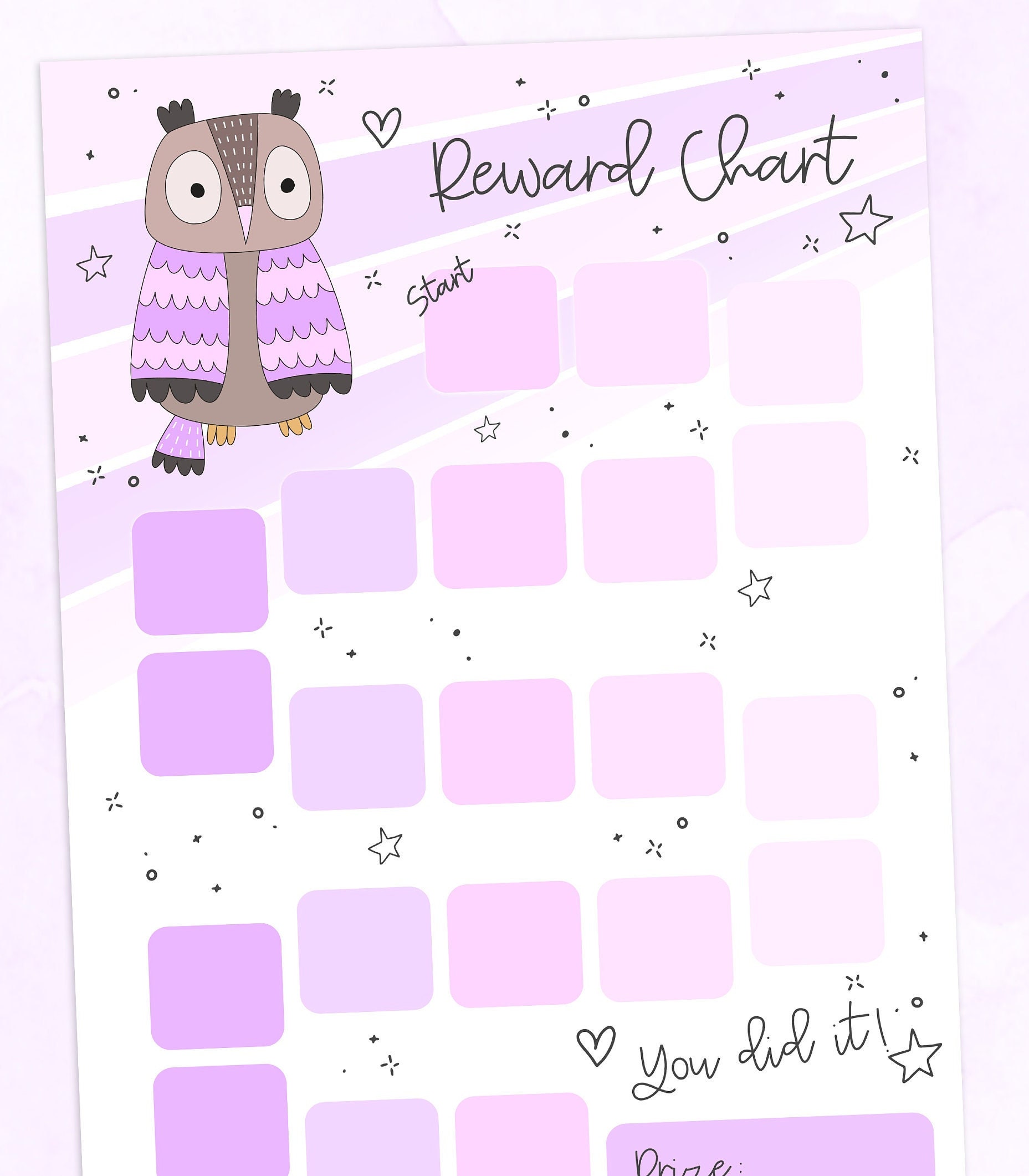 Owl Reward Chart - Digital Download - Printable Reward Chart - Owl ...