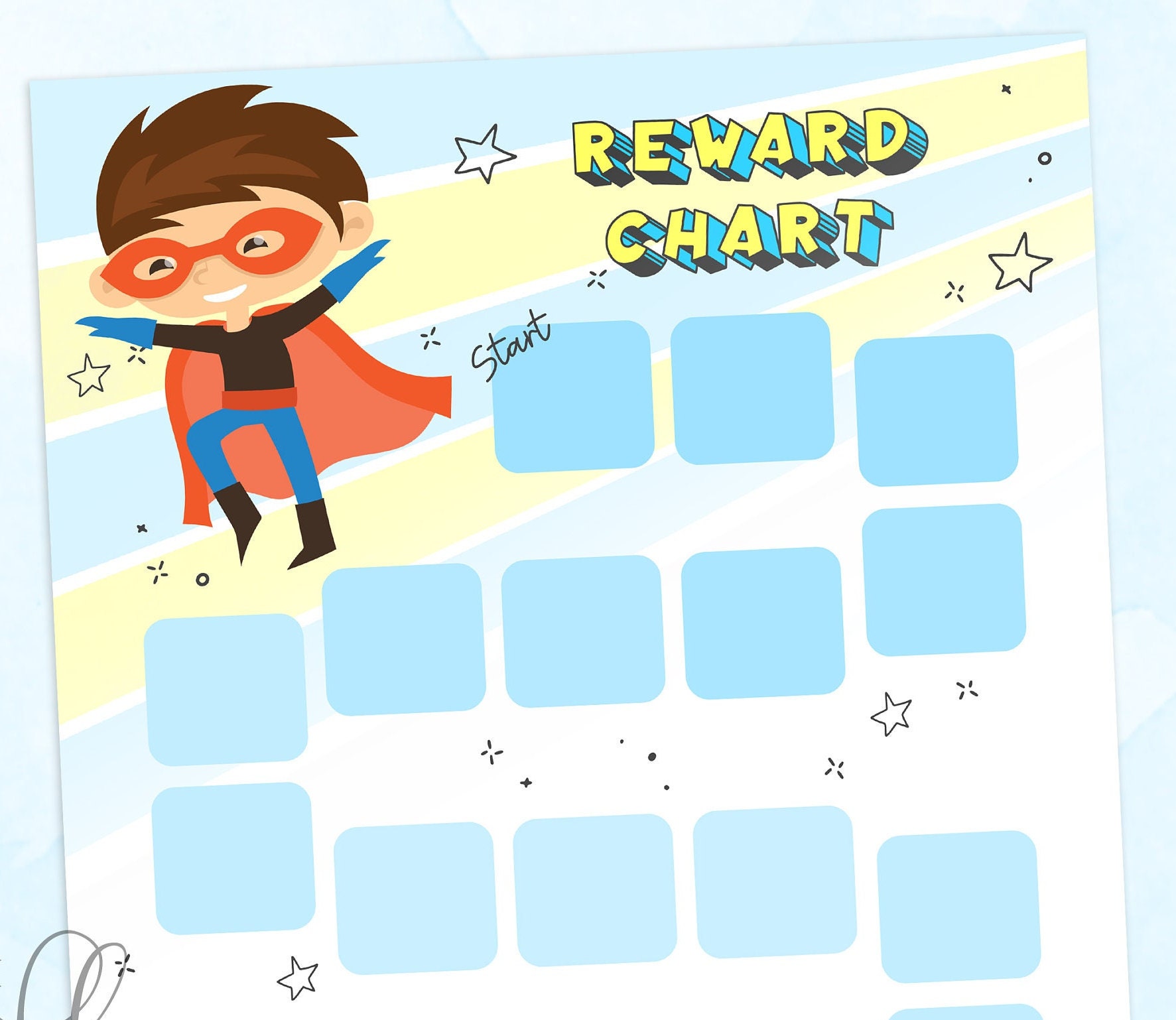 Super Hero Reward Chart Digital Download Printable Reward Chart Super ...