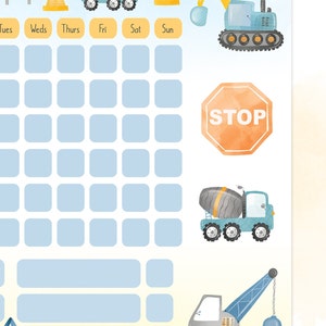Digger Weekly Chore Chart Digital Download Printable - Etsy
