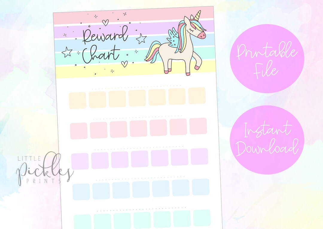 Unicorn Reward Chart Girls Reward Chart Digital Download Unicorn ...