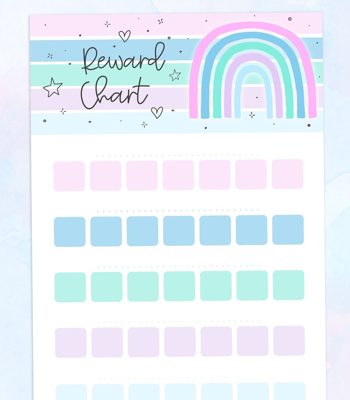Pastel Rainbow Reward Chart Digital Download Printable - Etsy