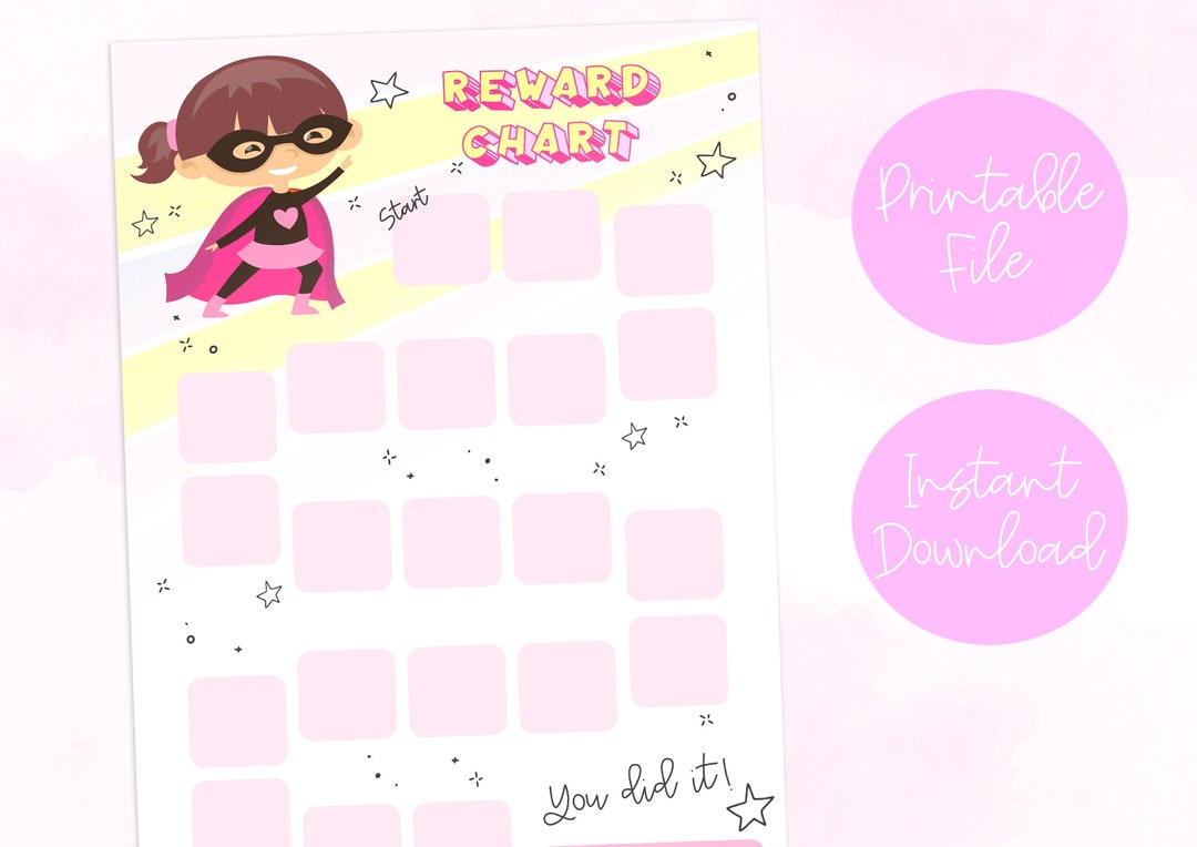 Super Hero Reward Chart Digital Download Printable Reward Chart Super ...