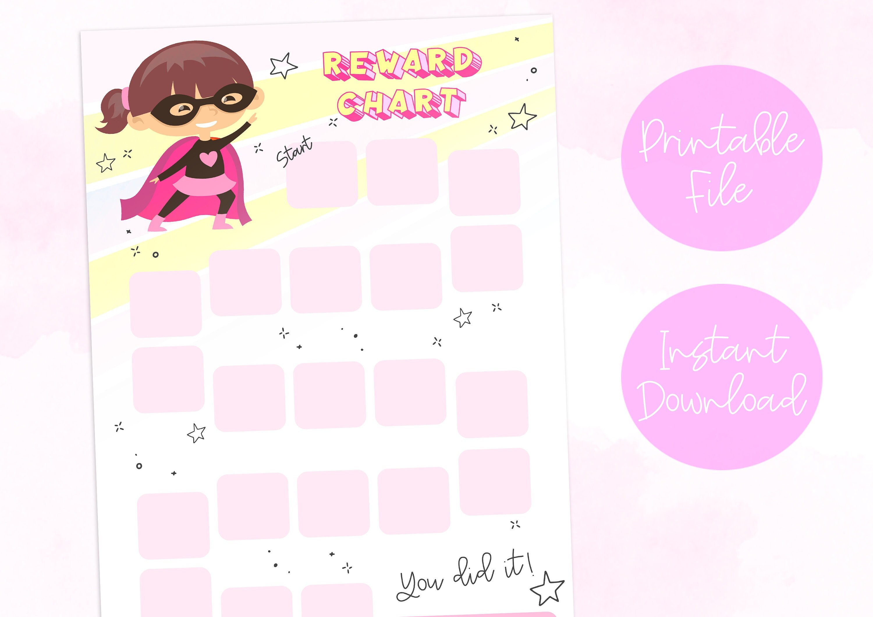 Super Hero Reward Chart Digital Download Printable Reward Chart Super ...