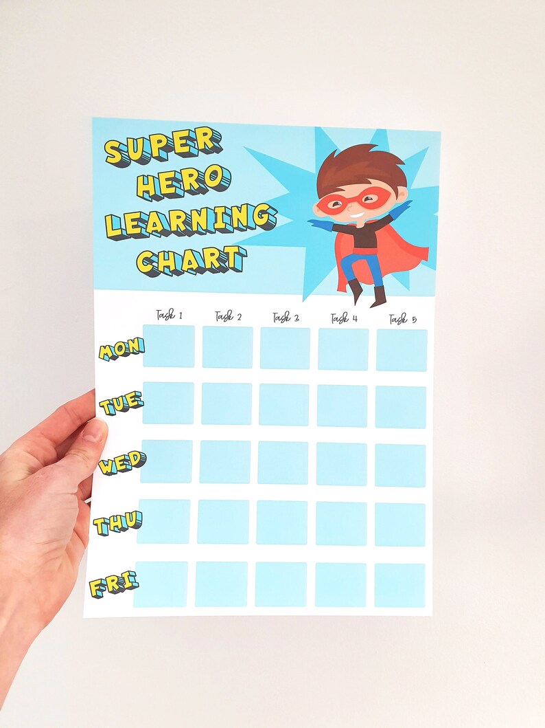 Learning Reward Chart Digital Download Super Hero Learning Resource ...