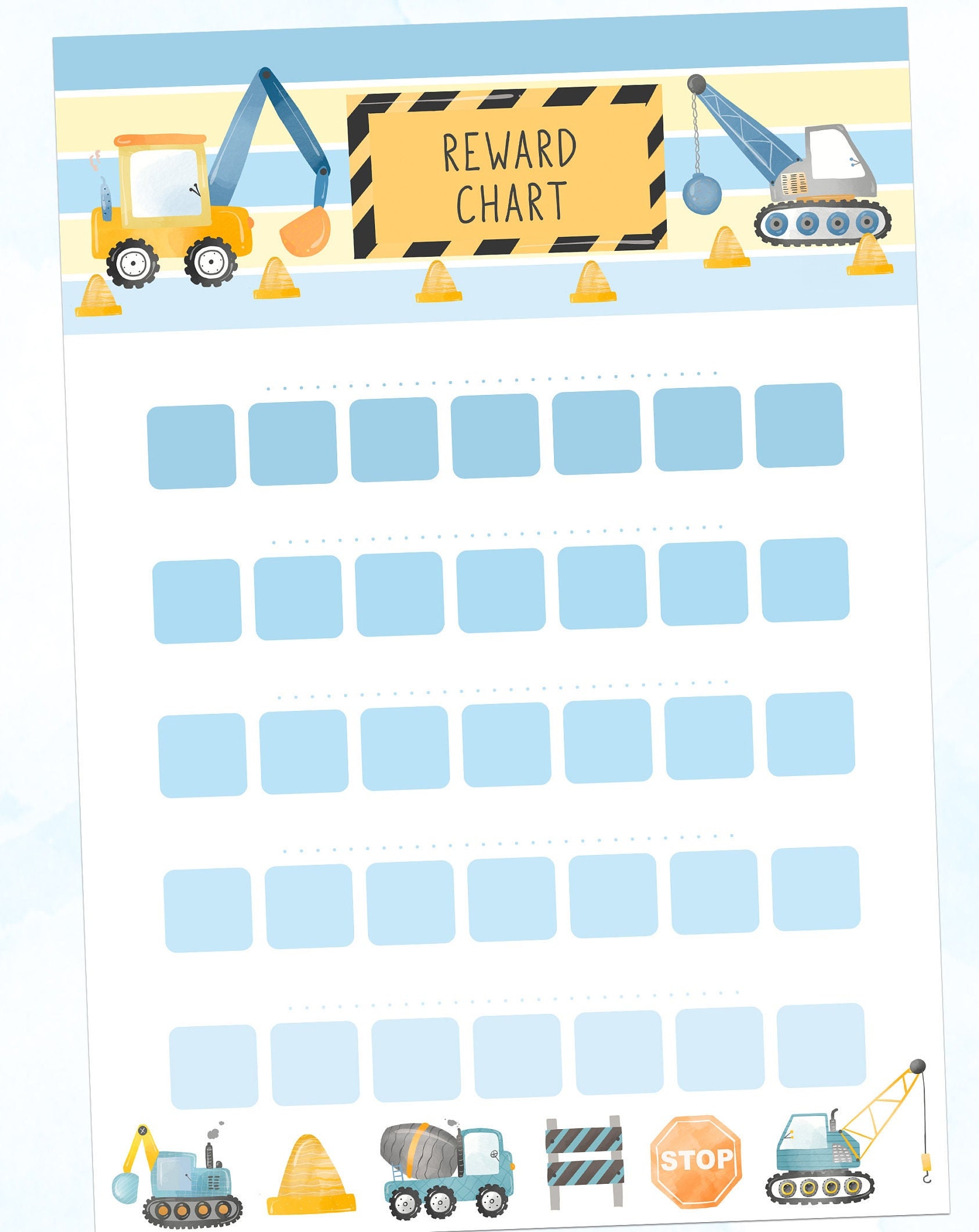 Digger Reward Chart Digital Download Printable Reward Chart ...