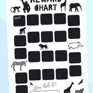 Monochrome Animal Reward Chart - Digital Download - Printable Reward ...