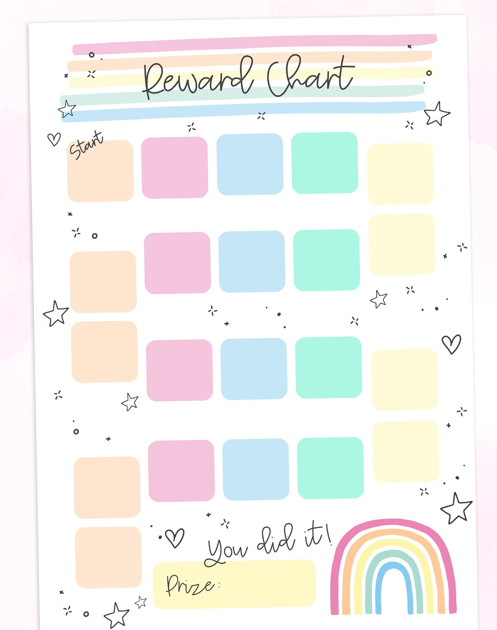 Rainbow Reward Chart Digital Download Printable Reward Chart Chore ...
