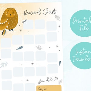 Magical Owl Reward Chart Digital Download Printable Reward Chart Owl ...