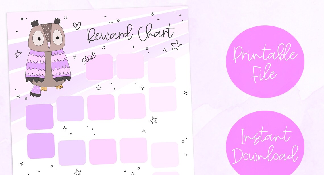 Owl Reward Chart - Digital Download - Printable Reward Chart - Owl ...