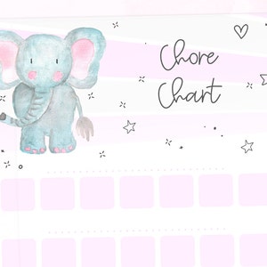 Elephant Chore Chart Digital Download Girls Chore Chart Child's Chore ...