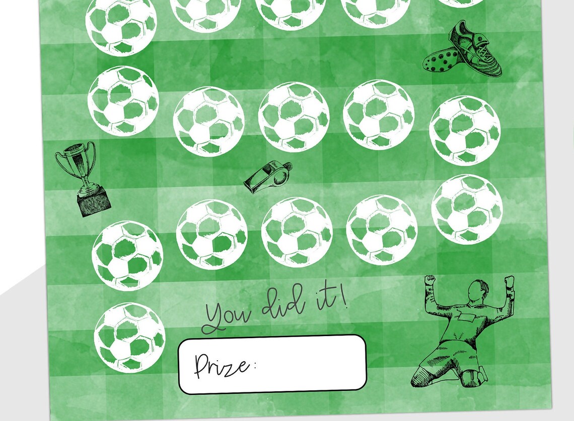 Football Reward Chart Digital Download Printable Boys Reward Chart ...