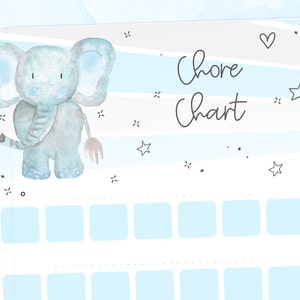 Elephant Chore Chart Digital Download Boys Chore Chart Girls Chore ...