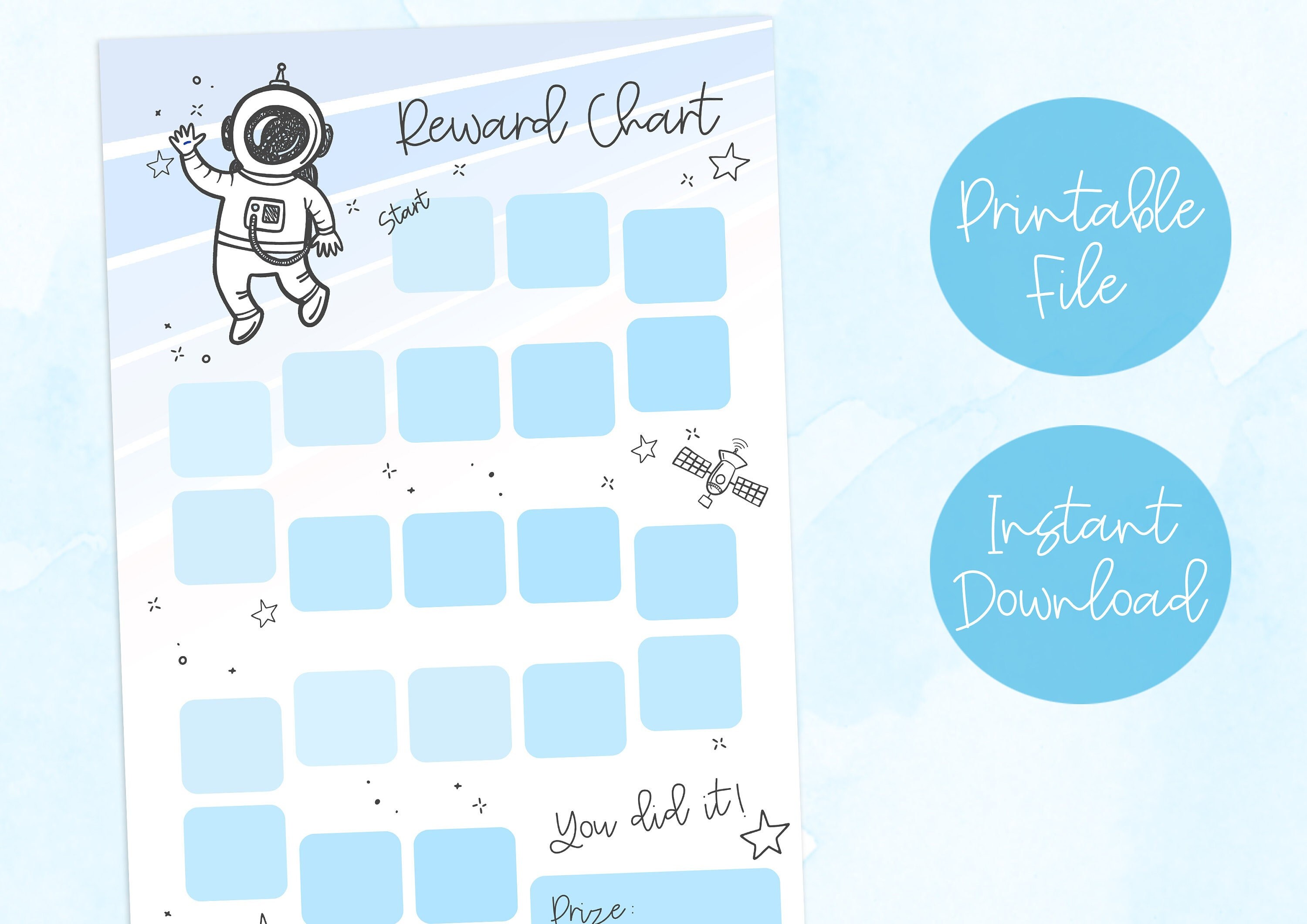 Space Reward Chart Digital Download Printable Reward Chart Space ...