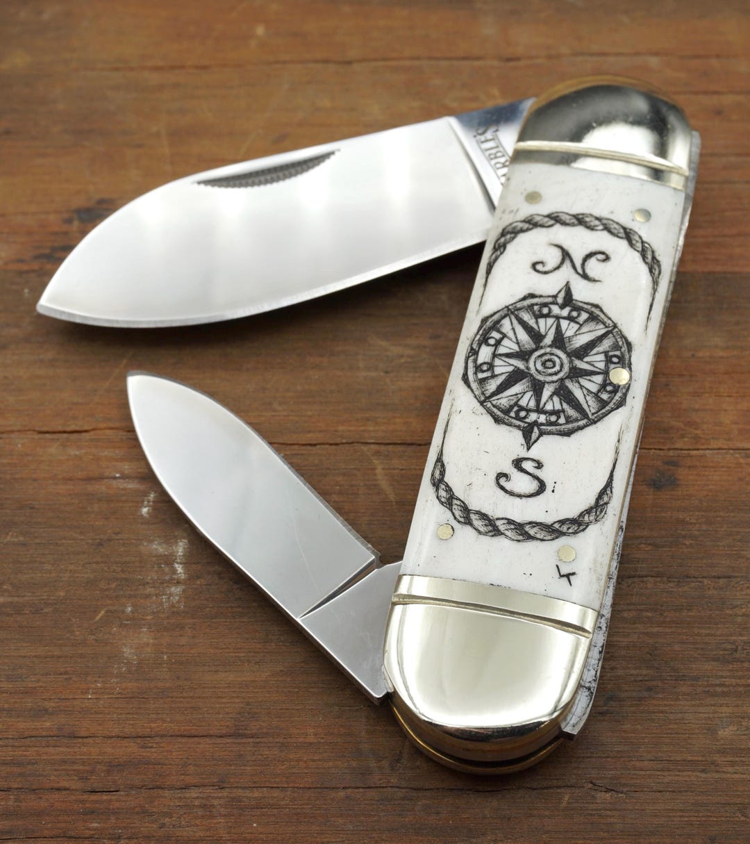 Compass Rose Scrimshaw Knife - Etsy