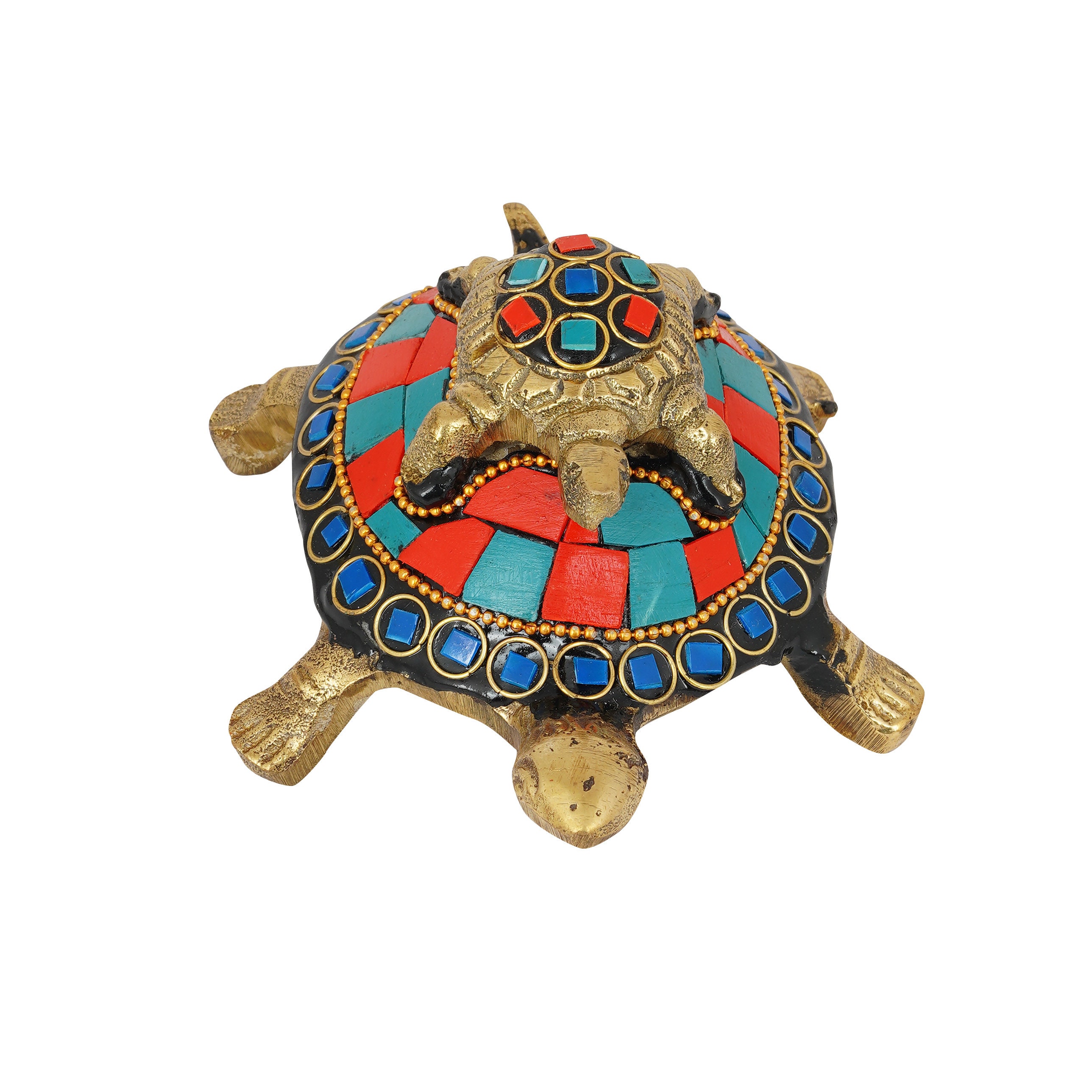 Brass Vastu Fengshui Double Tortoise Kachua Good Lucky Charm Multicolor ...
