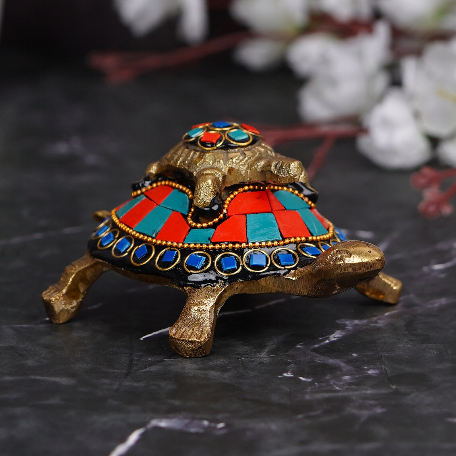 Brass Vastu Fengshui Double Tortoise Kachua Good Lucky Charm Multicolor ...
