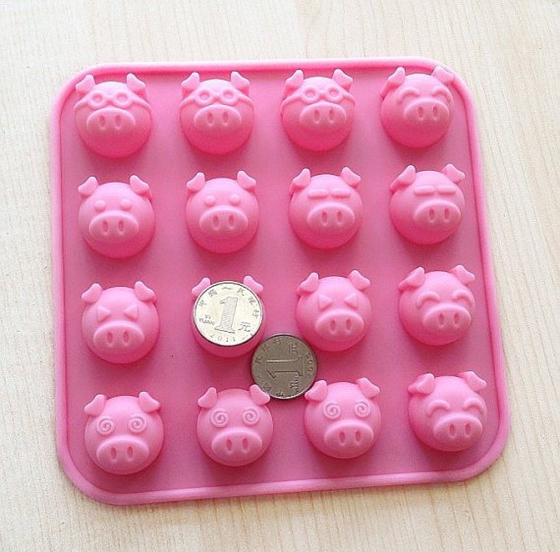 Cake Mold 16 Pig Head With Glasses Chocolate Mould Flexible - Etsy