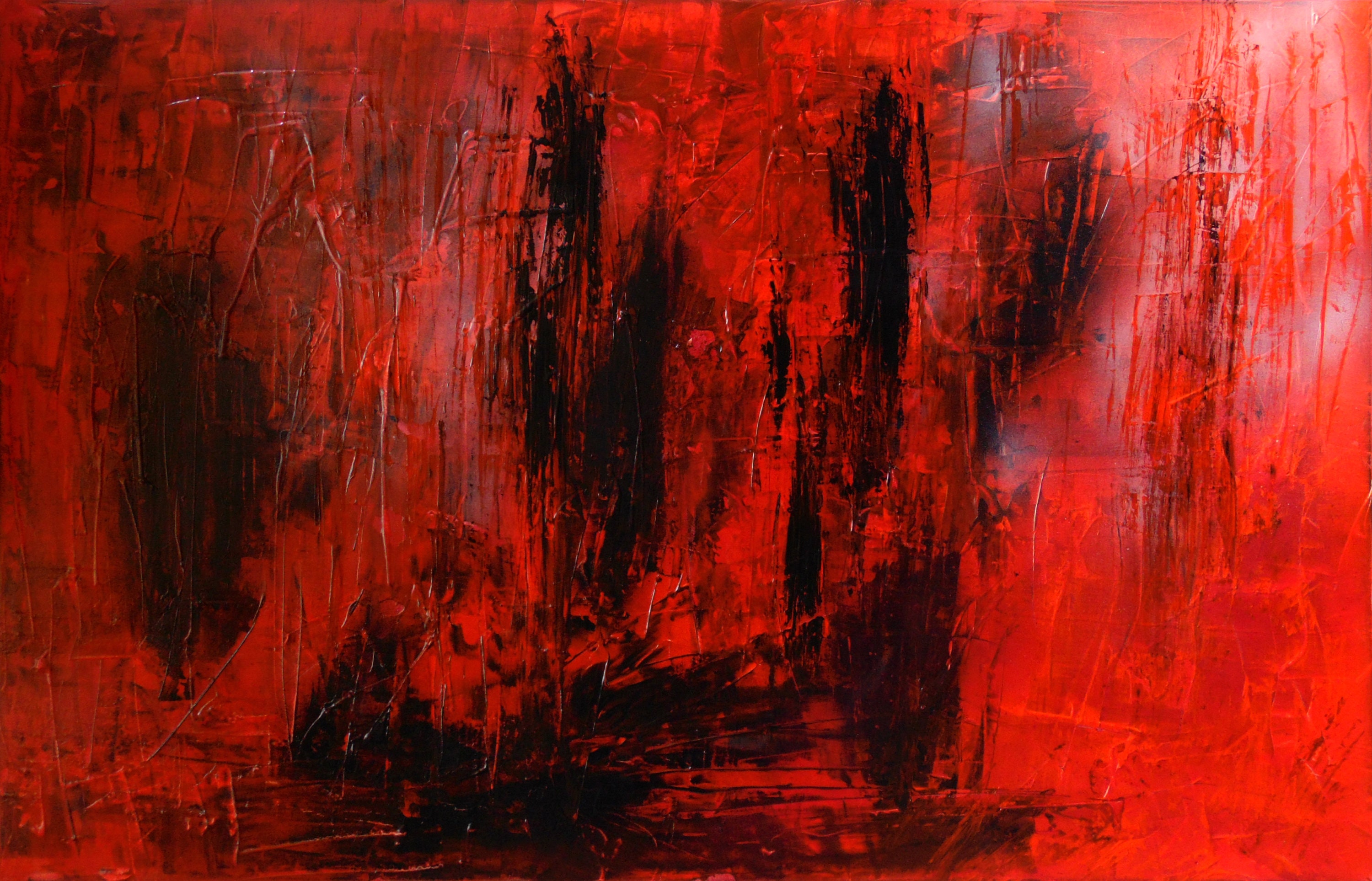 Movimiento rojo pintura abstracta grande 115 x 75 cm | Etsy