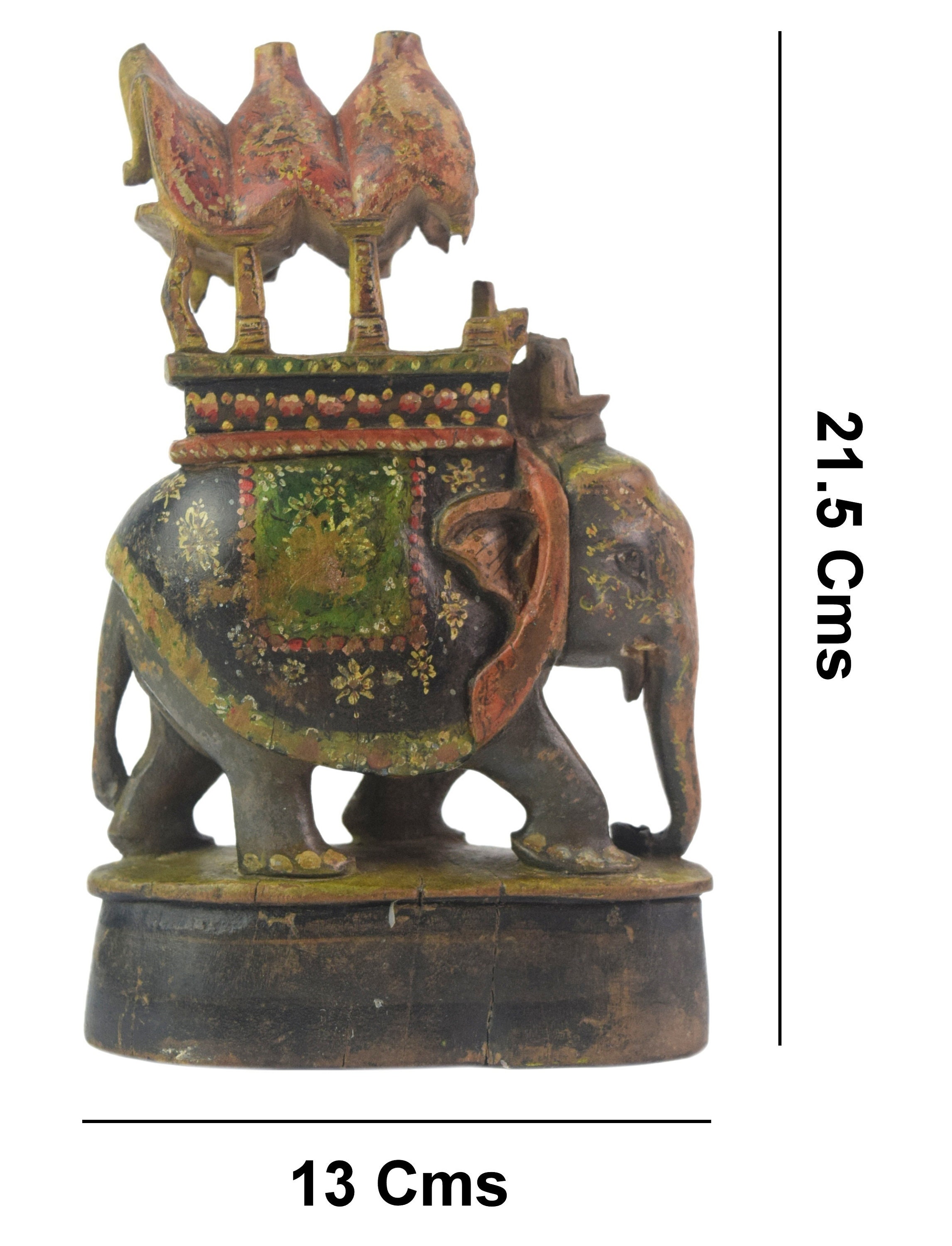 Wooden Elephant Howdah Antique Handcrafted Figure Hand Painted Design ...
