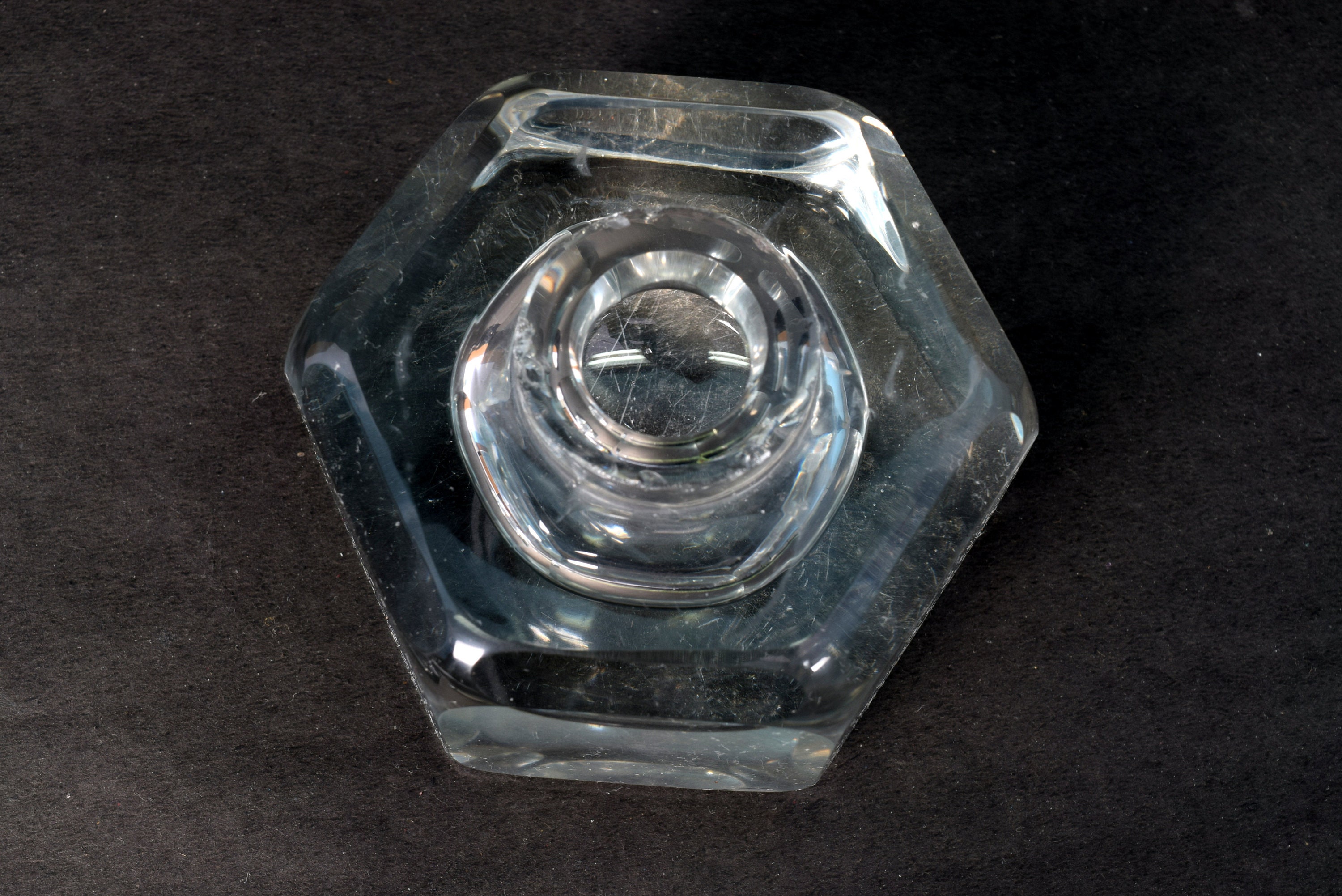 Antique Old Clear White Heavy Glass Inkwell Desk / Table | Etsy