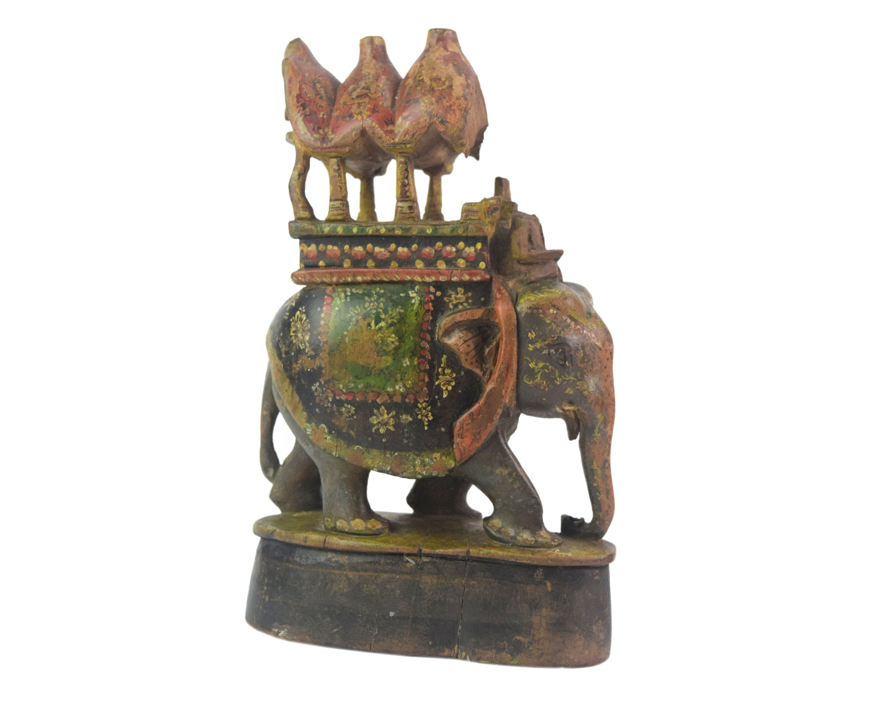 Wooden Elephant Howdah Antique Handcrafted Figure Hand Painted Design ...